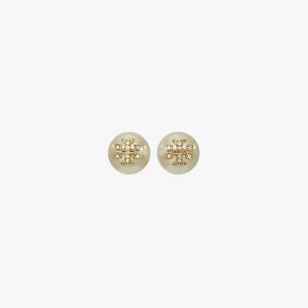 Tory Burch Moondance Pearl Stud Earrings - Ivory