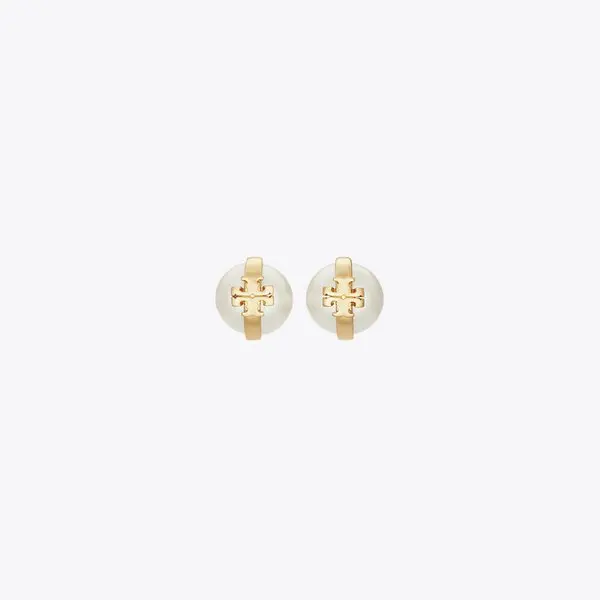 Tory Burch Moondance Pearl Stud Earrings - Light Brass/pearl