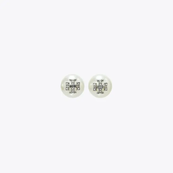 Tory Burch Moondance Pearl Stud Earrings - Tory Silver/pearl/crystal