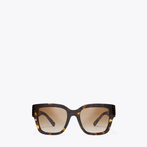 Tory Burch Miller Square Sunglasses - Dark Tortoise/solid Brown