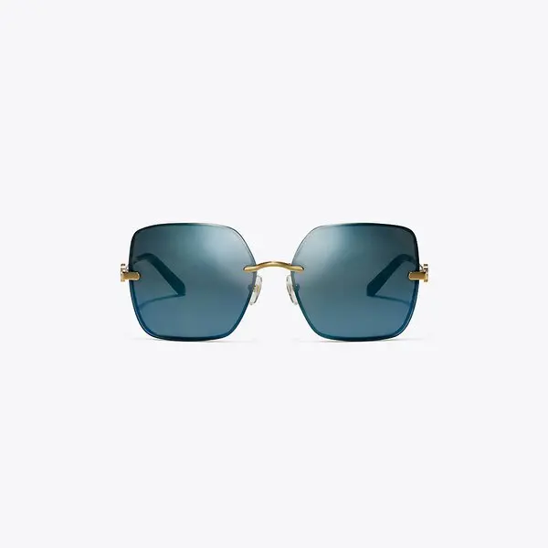 Tory Burch Miller Square Sunglasses - Gold/blue
