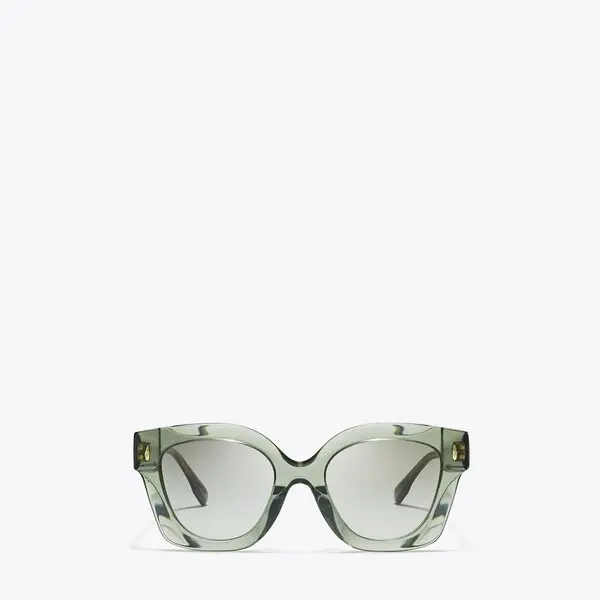 Tory Burch Miller Square Sunglasses - Transparent Sage/light Grey Gradient