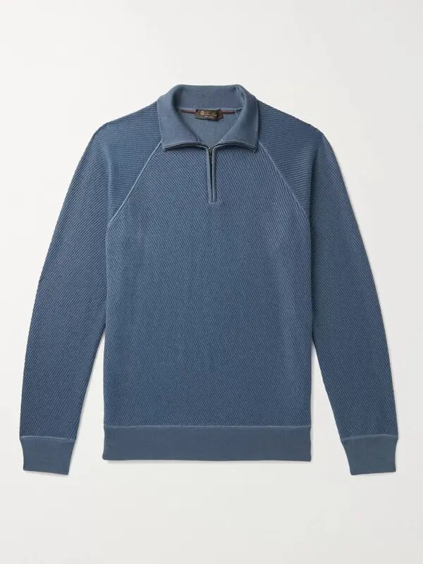 Loro Piana Ribbed Cashmere And Silk-blend Half-zip Sweater