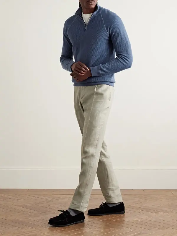 Loro Piana Ribbed Cashmere And Silk-blend Half-zip Sweater