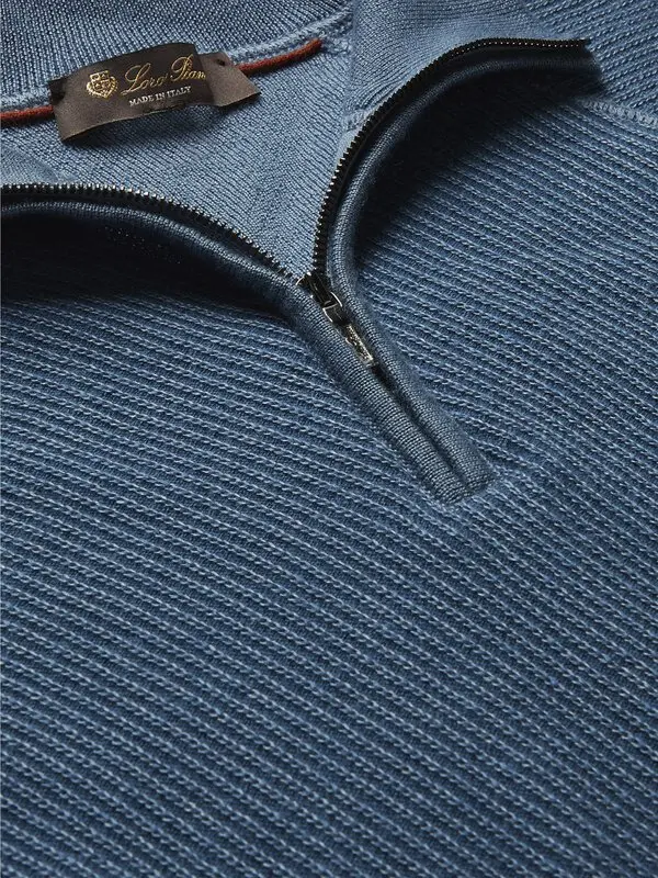 Loro Piana Ribbed Cashmere And Silk-blend Half-zip Sweater