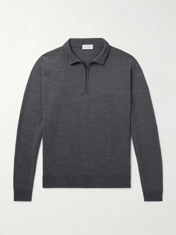 John Smedley Slim-fit Merino Wool Half-zip Sweater - Gray