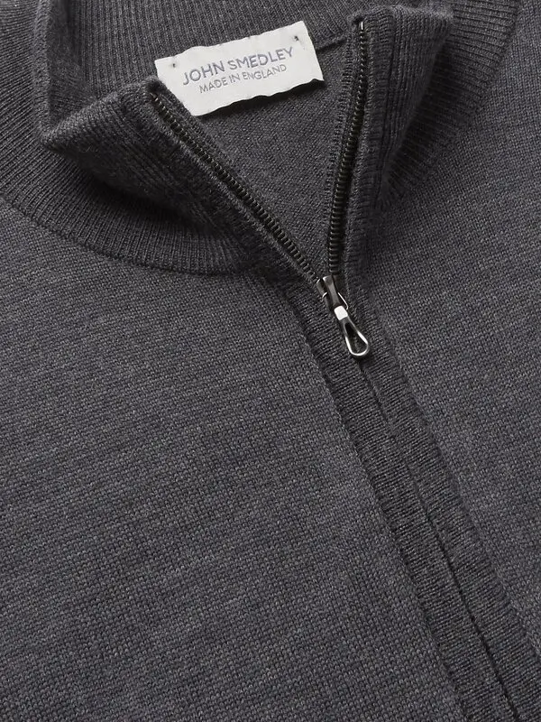 John Smedley Slim-fit Merino Wool Half-zip Sweater - Gray