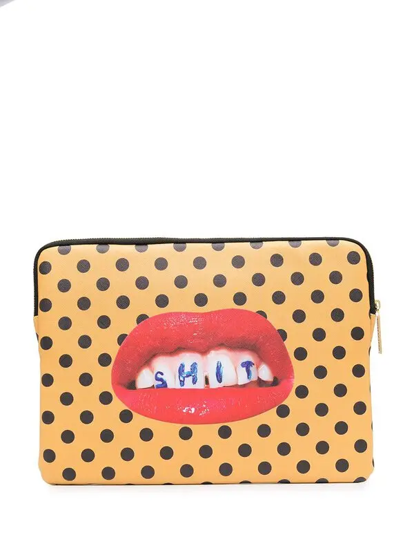 SELETTI Polka-dot Print Laptop Case - Yellow