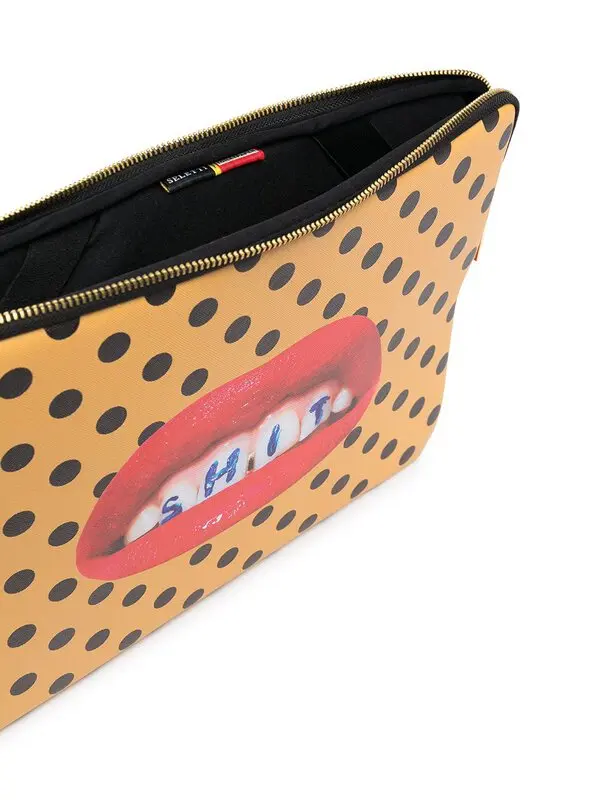 SELETTI Polka-dot Print Laptop Case - Yellow