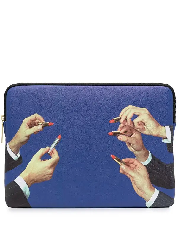 SELETTI Lipstick Print Laptop Case - Blue