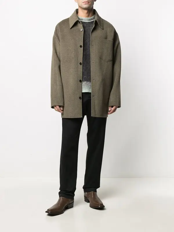 Acne Studios Oversized Wool Shirt-Jacket In Grey - 40% Off
