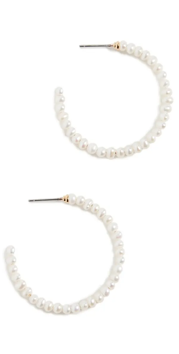 Lele Sadoughi Freshwater Hoop Earrings - Pearl