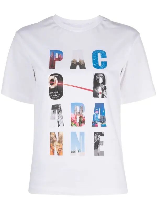 Rabanne Organic Cotton Logo Print T-shirt - White