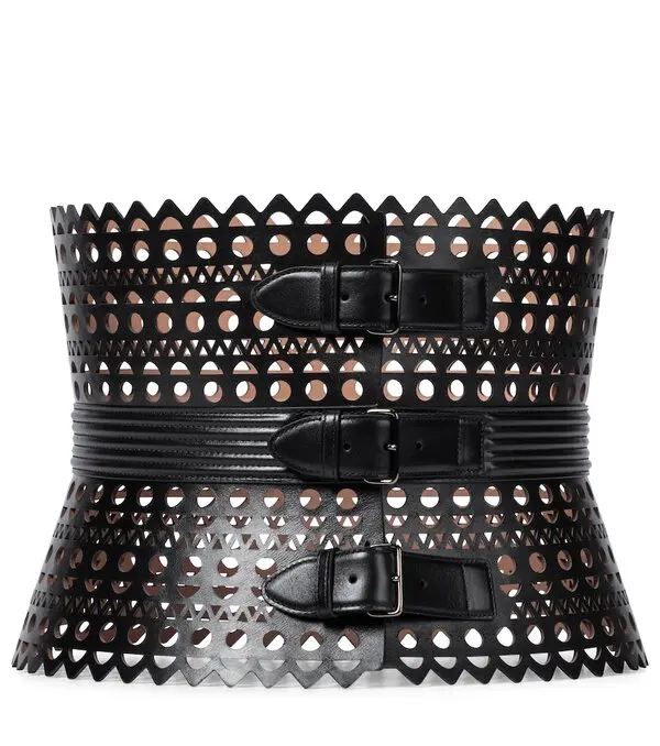Alaïa Vienne Leather Corset Belt - Black