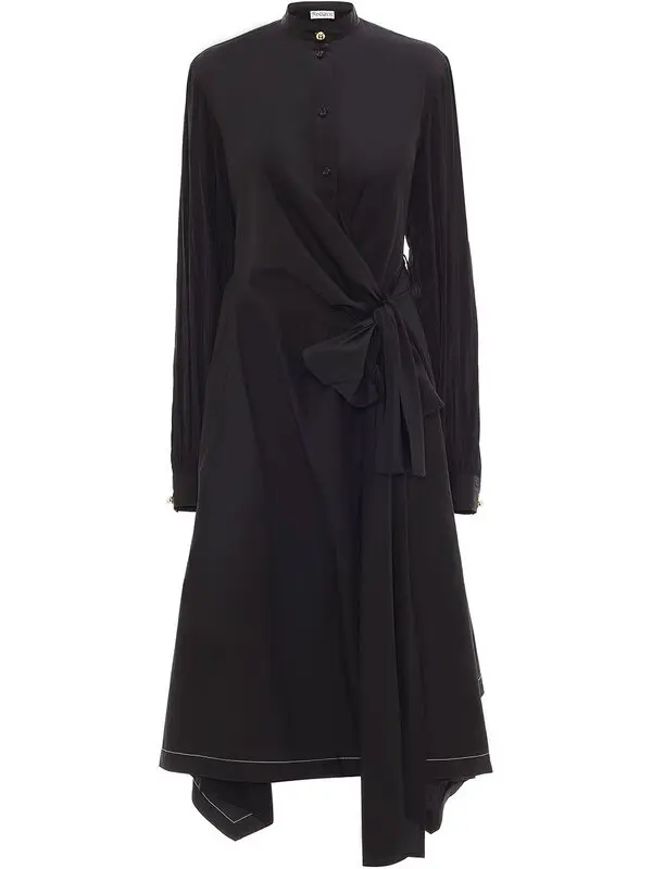 JW Anderson Wrap-style Midi Shirt Dress With Band Collar And Tie Detail