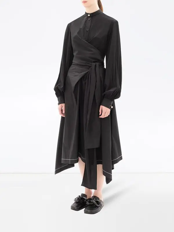 JW Anderson Wrap-style Midi Shirt Dress With Band Collar And Tie Detail