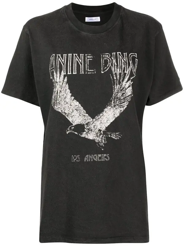 ANINE BING Lili Eagle-print T-shirt - Black