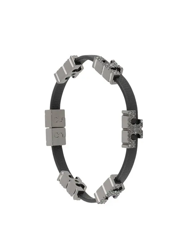 Tory Burch Crystal-embellished Logo Plaque Bracelet