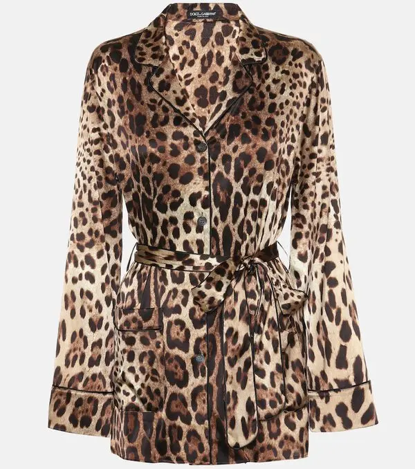 Dolce & Gabbana Leopard-print Silk-blend Top - Beige