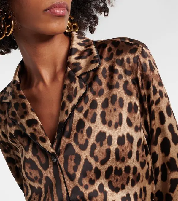 Dolce & Gabbana Leopard-print Silk-blend Top - Beige
