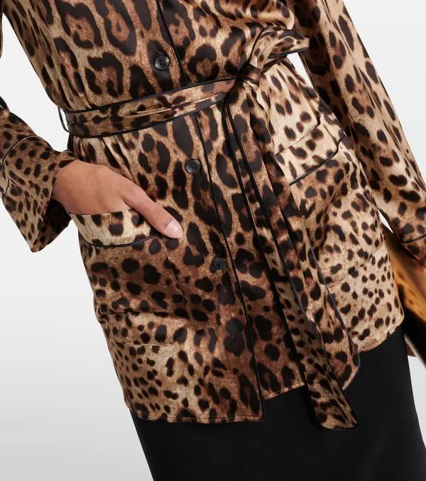 Dolce & Gabbana Leopard-print Silk-blend Top - Beige