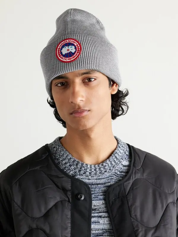 Canada Goose Logo-appliquéd Merino Wool Beanie