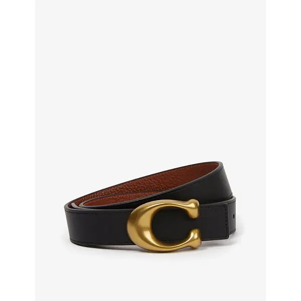 Coach C Logo Leather Belt - B4/Black 1941 Saddle | Editorialist display picture 1