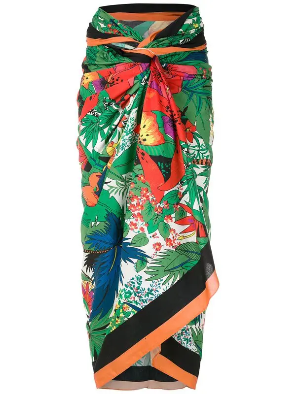 AMIR SLAMA Tropical-print Sarong - Green
