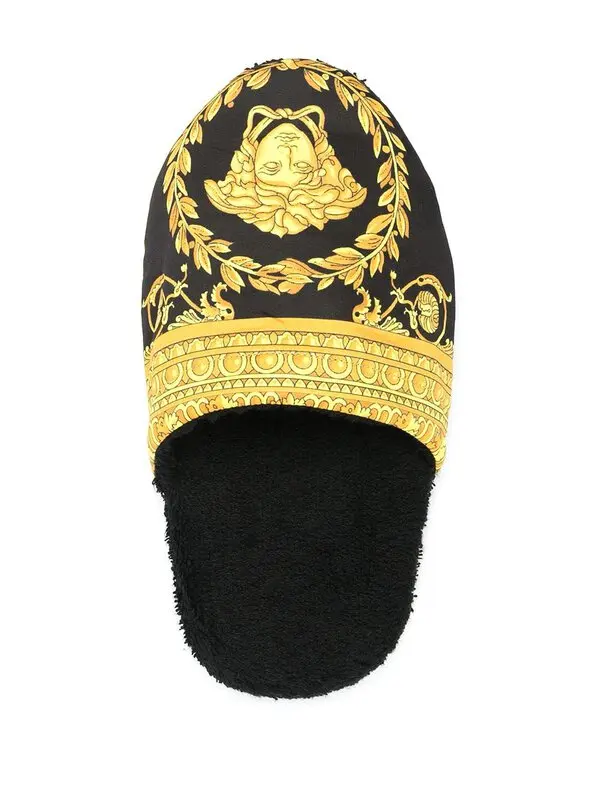 Versace Graphic Print Slides - Black