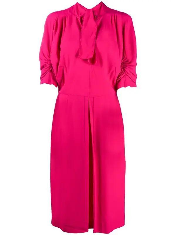 Marni Ruched-sleeves Tie-neck Day Dress