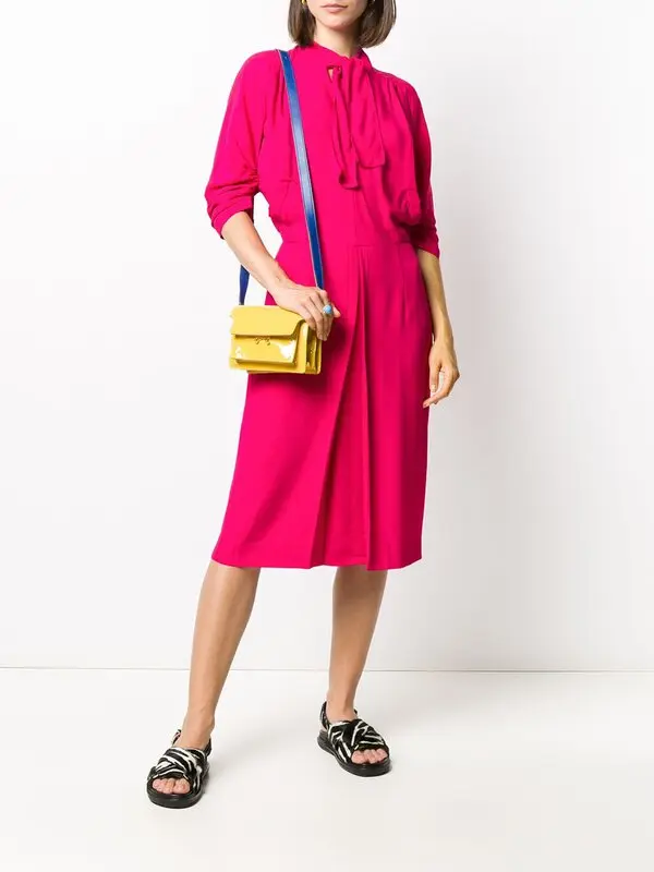 Marni Ruched-sleeves Tie-neck Day Dress