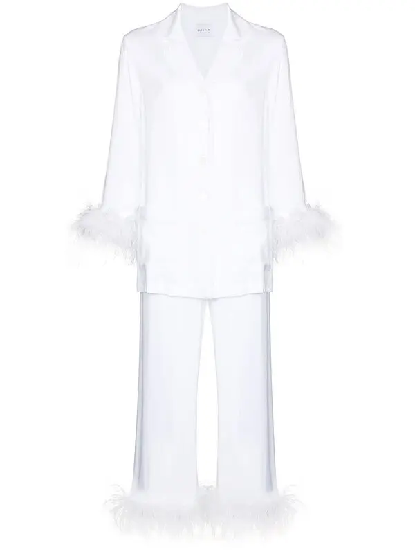 Sleeper Feather-trim Two-piece Pyjama - White