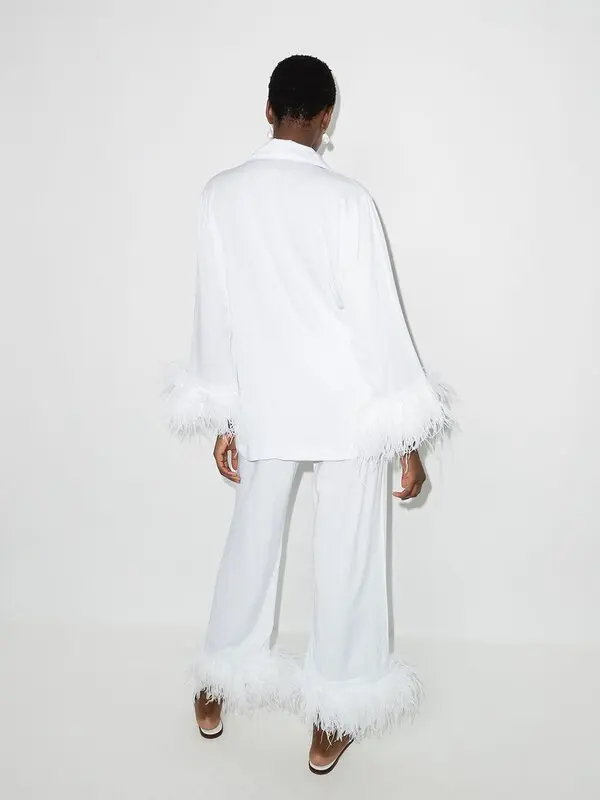 Sleeper Feather-trim Two-piece Pyjama - White