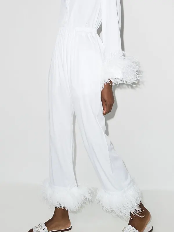 Sleeper Feather-trim Two-piece Pyjama - White