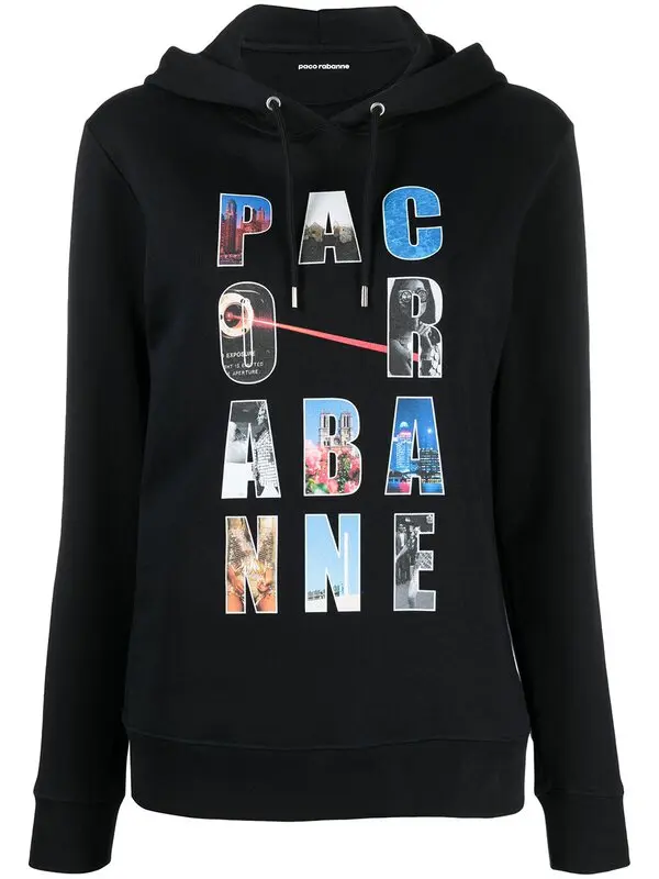 Rabanne Logo-print Drawstring Hoodie - Black