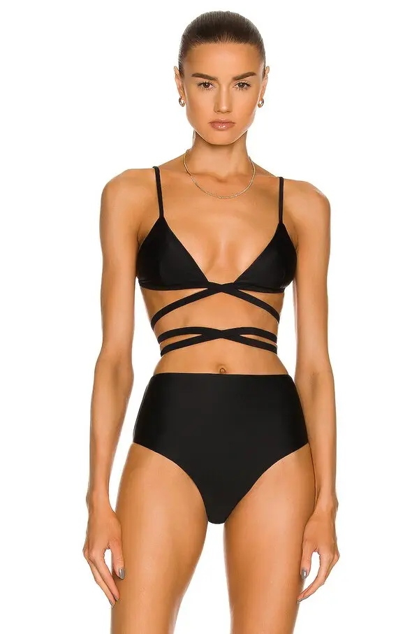 Matteau Wrap Triangle Bikini Top - Black