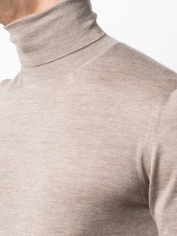CRUCIANI Roll Neck Jumper - Brown
