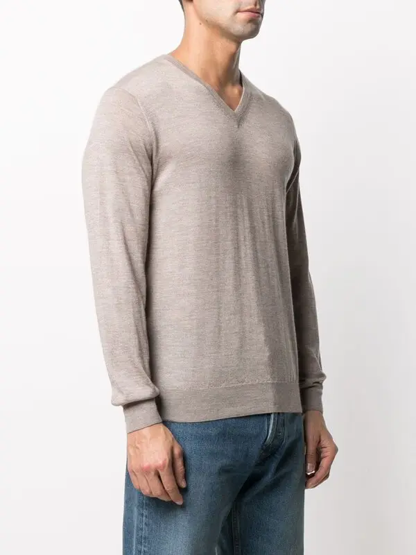 CRUCIANI Long-sleeve V-neck Jumper - Neutrals