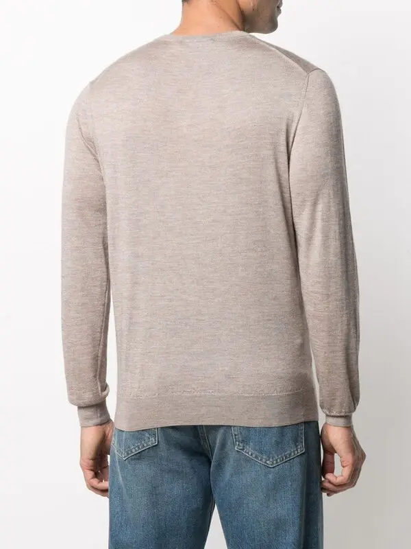 CRUCIANI Long-sleeve V-neck Jumper - Neutrals