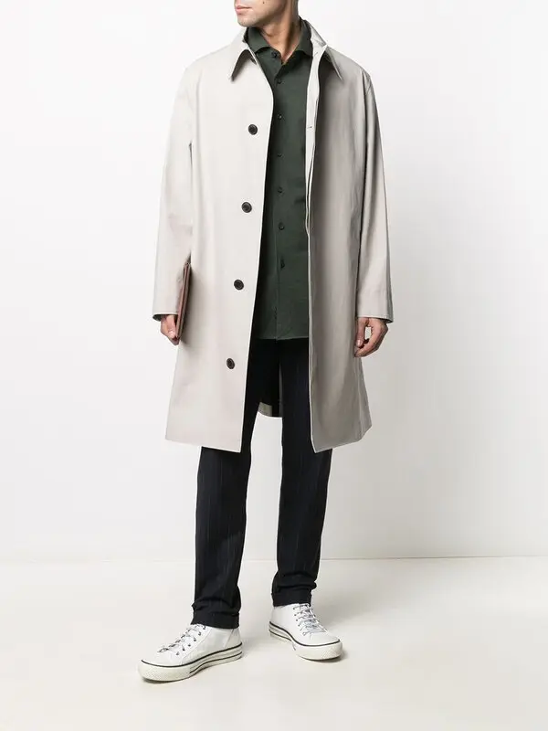 ORIAN Spread Collar Piqué Shirt - Green