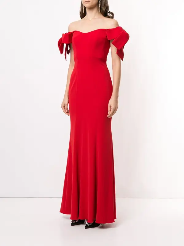 chinese dress ladies Red Cold Shoulder Ruffle Detail Maxi Dress  Dassah Beauty