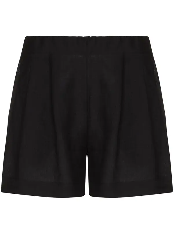 Asceno Organic Linen Elasticated Shorts - Black