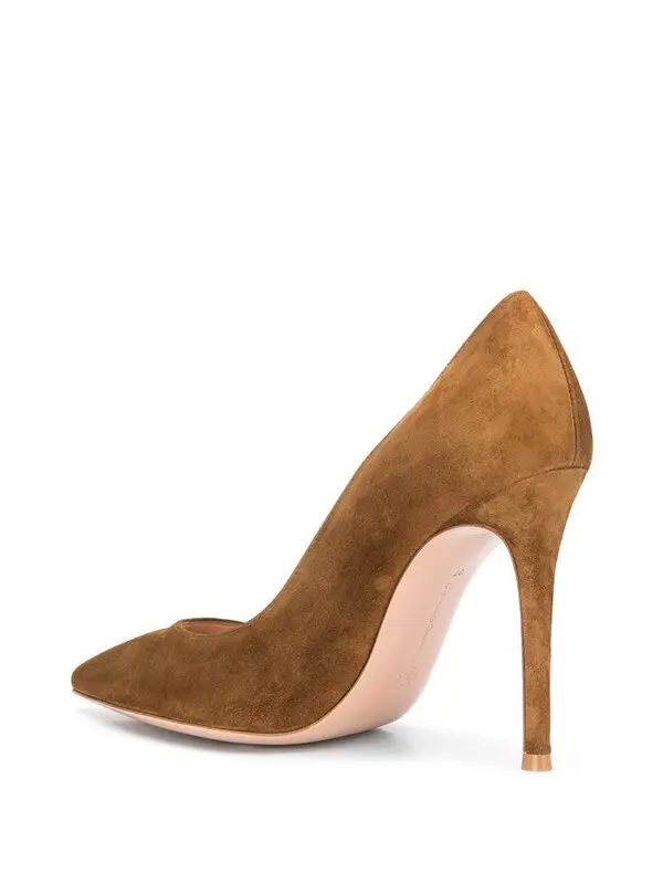 GIANVITO ROSSI Textured Pointed Toe Pumps - Brown