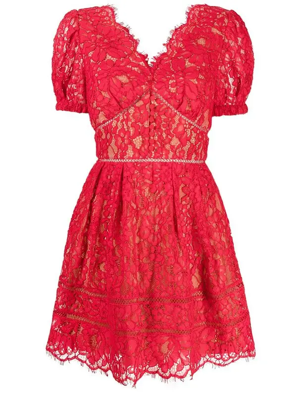 SELF-PORTRAIT Floral Embroidered Mini Dress