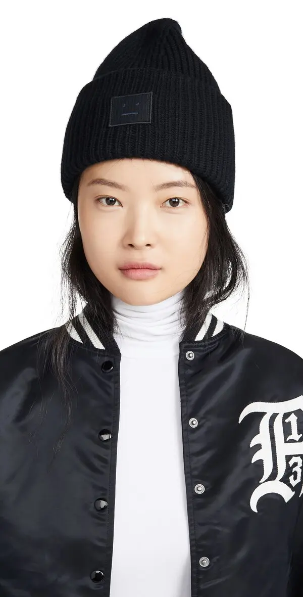 Acne Studios Logo Beanie - Black