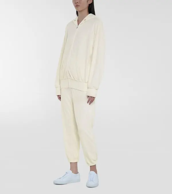 LES TIEN Velour Hooded Sweatshirt