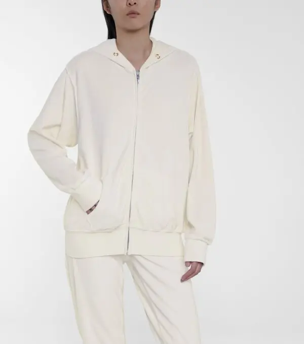 LES TIEN Velour Hooded Sweatshirt