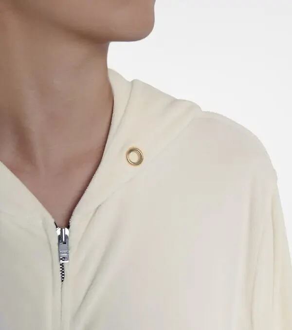 LES TIEN Velour Hooded Sweatshirt