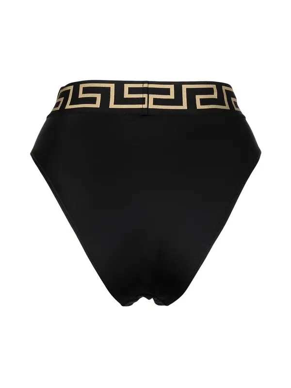 Versace Greca Border High-waisted Bikini Bottom - Black