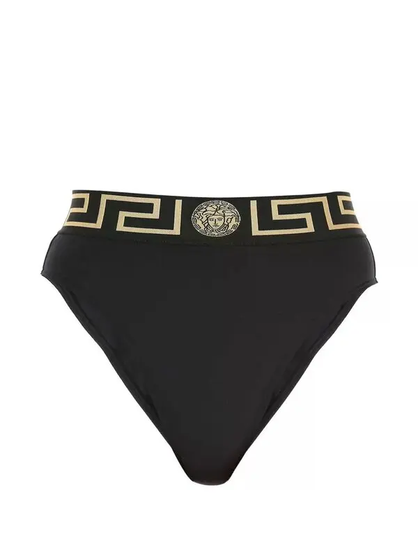 Versace Greca Border High-waisted Bikini Bottoms - Black